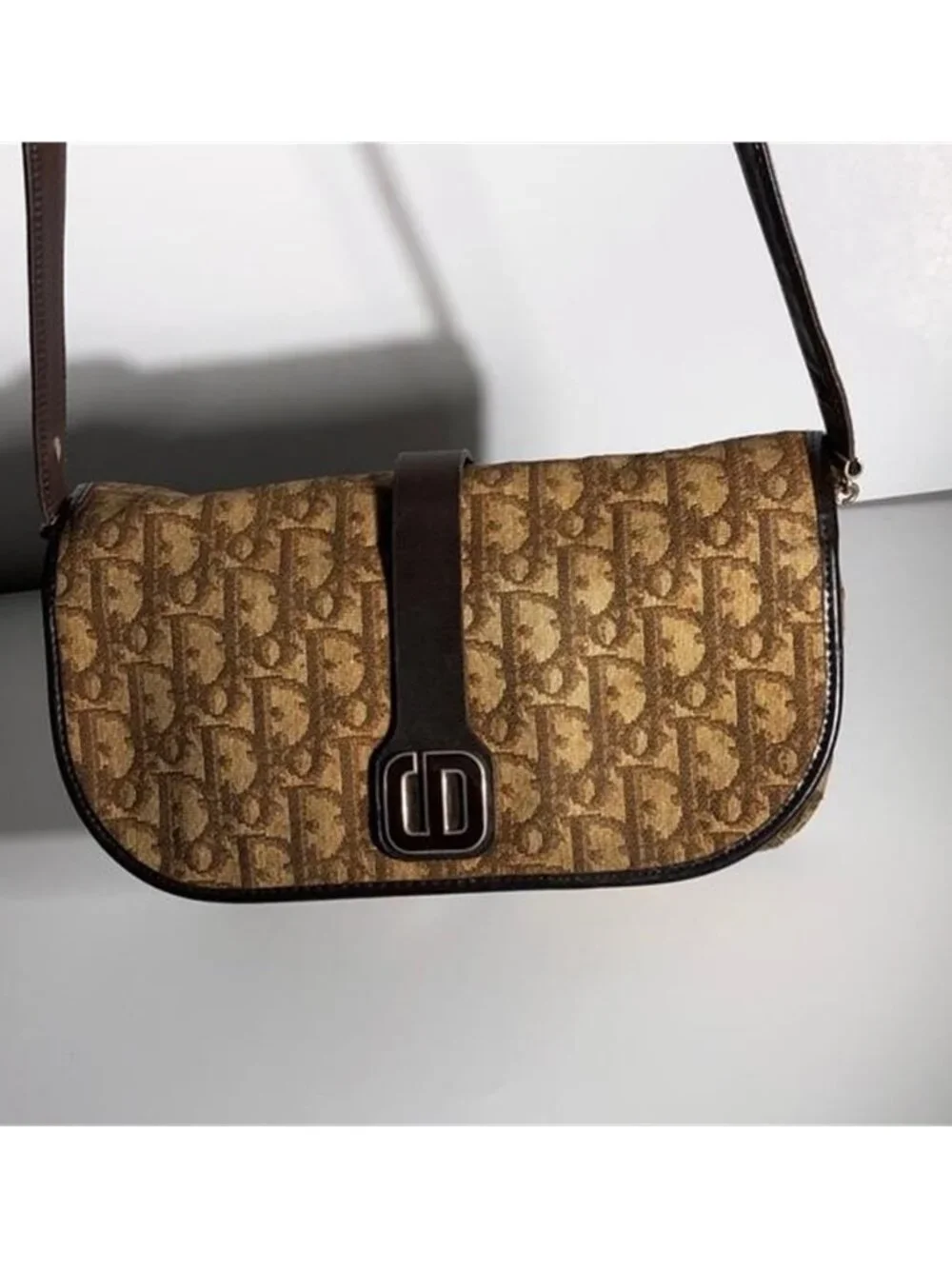 Dior | Bags | Pre Love Brown Monogram Canvas Crossbody Bag With Dark ...